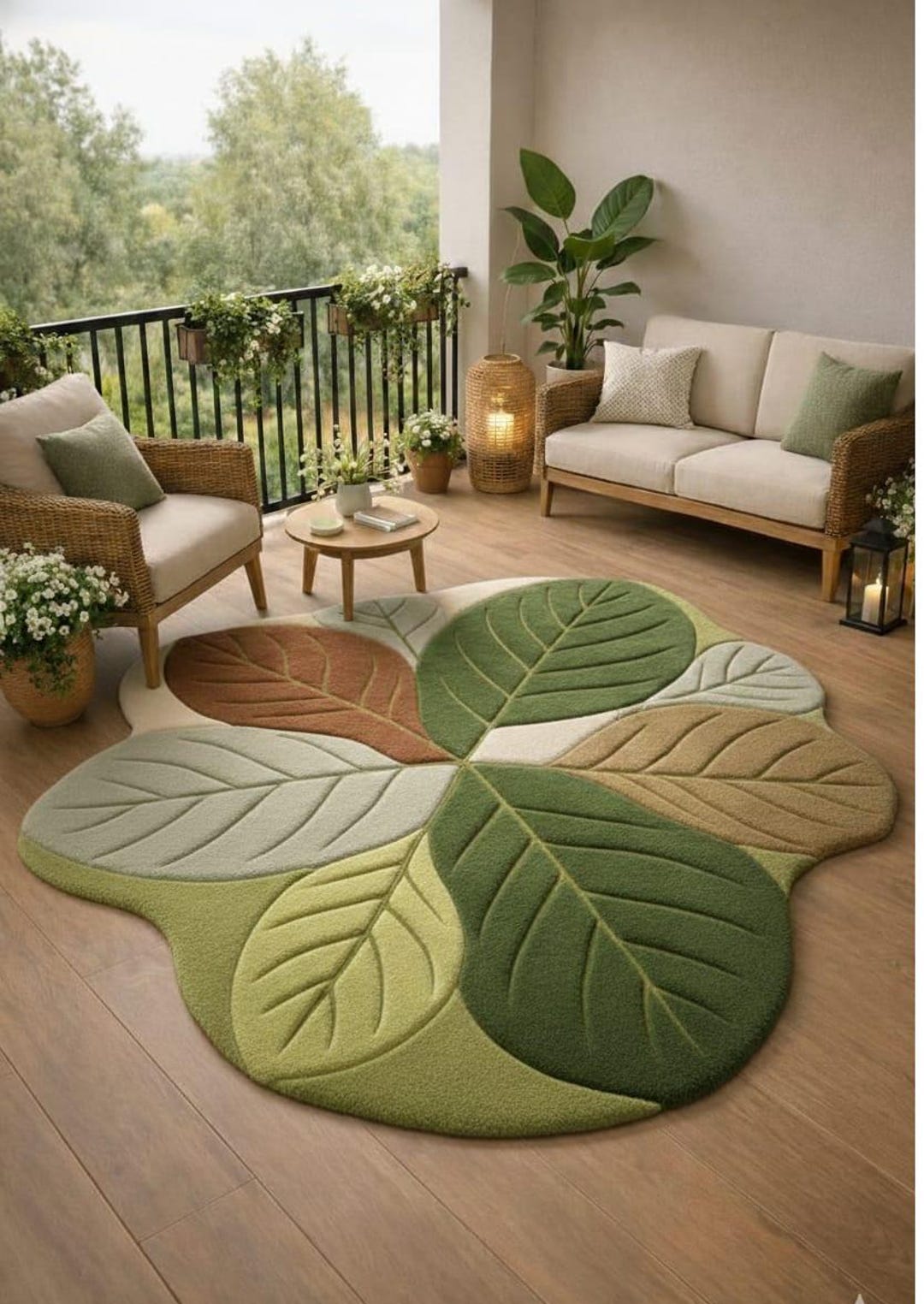 Hand Tufted Wool Leaf Rug, Modern Botanical Floor Décor - Etsy