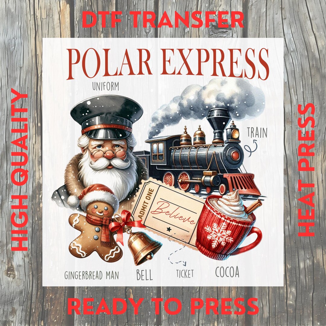 Vintage Christmas Train Santa Conductor DTF Transfer : Holiday Express ...