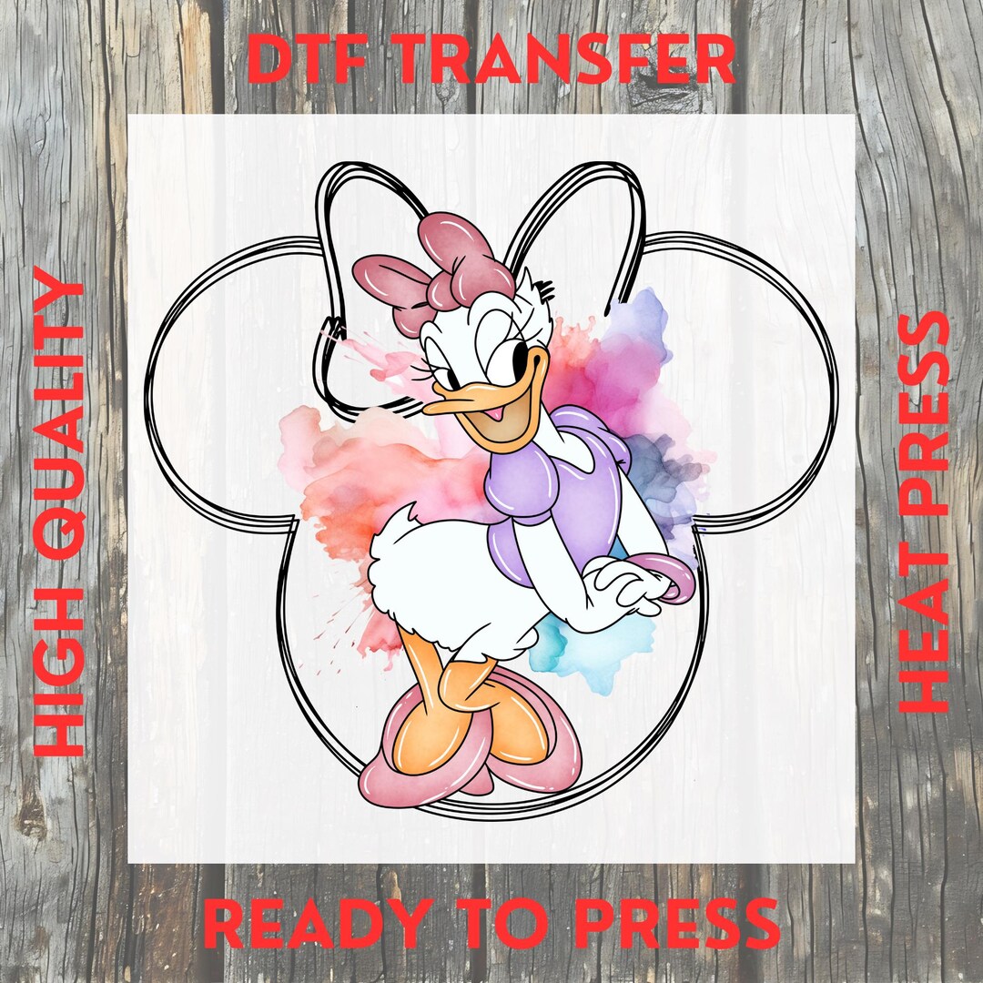 Daisy Duck Watercolor Girly Cartoon Duck Design DTF Transfer: Purple ...