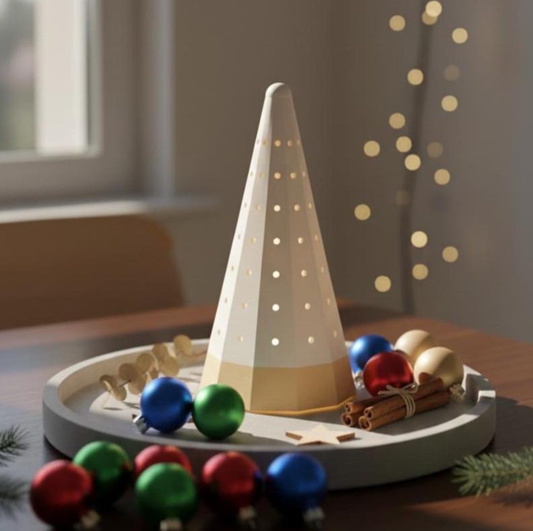 Christmas Tree Lantern 3D Printing STL File – LED Cone Light Cover ...