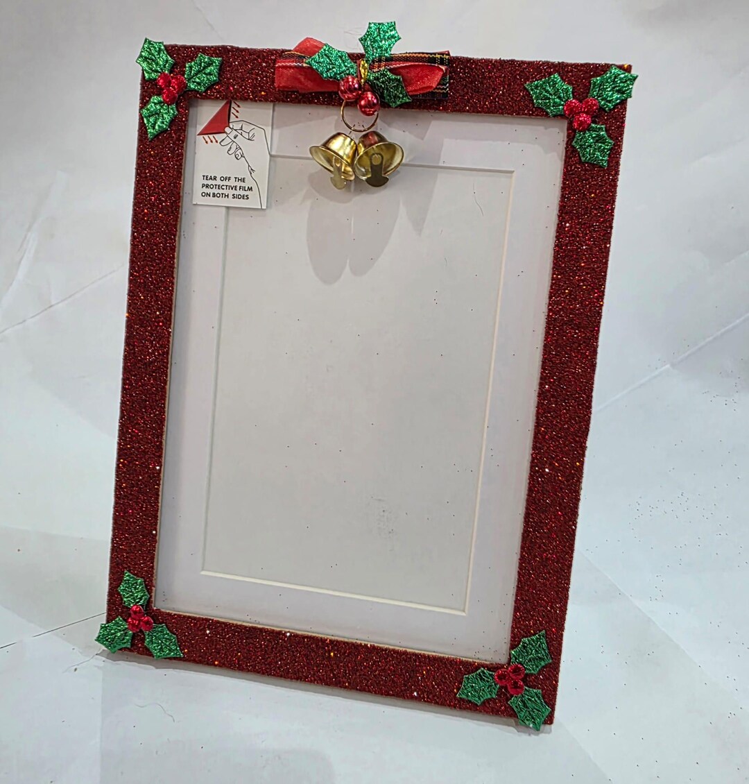 Handmade Red Christmas Themed Photo Frame – Mistletoe & Bell - Etsy