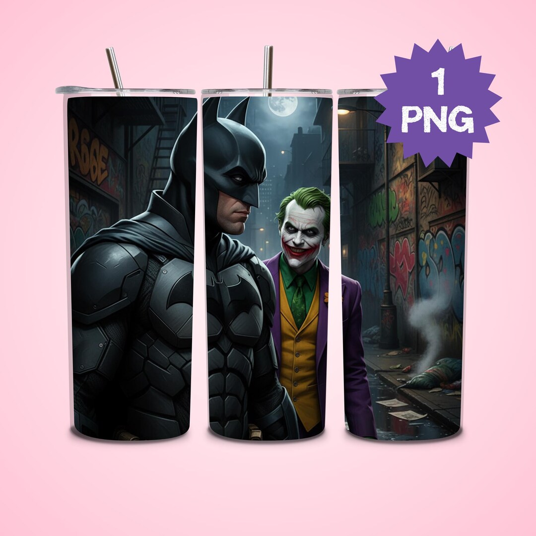 20oz Superhero Tumbler Wrap | Batman X Joker Tumbler PNG | Tumbler ...
