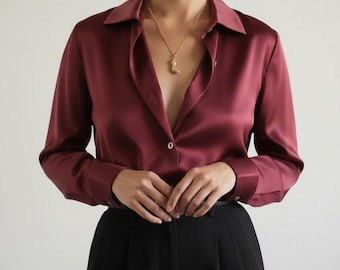 maroon silk top