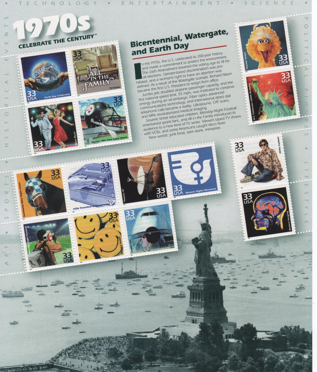 1970s CELEBRATE THE CENTURY Vintage Postage Stamps - Etsy