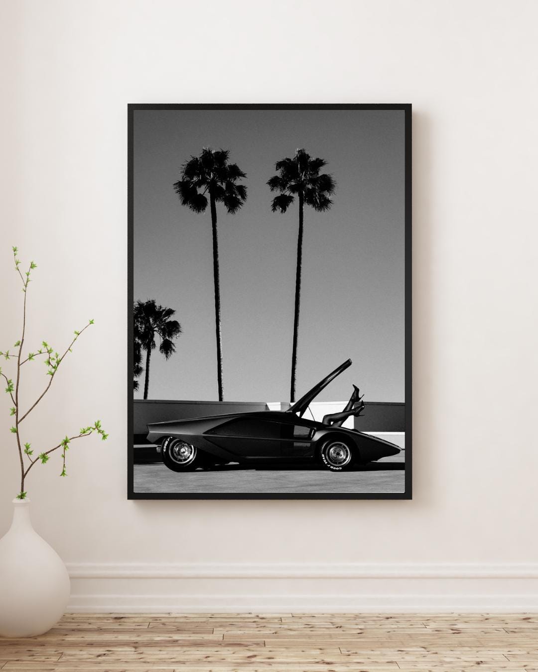 Retro Lancia Stratos Zero Poster, High Heels Model, Classic Sports Car ...