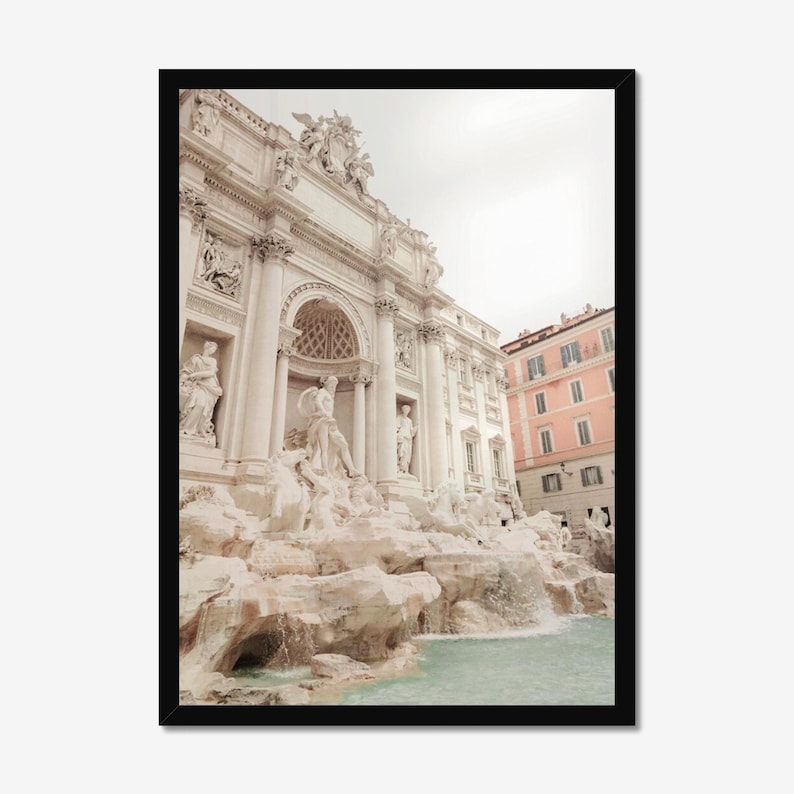 Trevi Fountain Poster, Summer Rome Photography, Vintage Fine Art ...