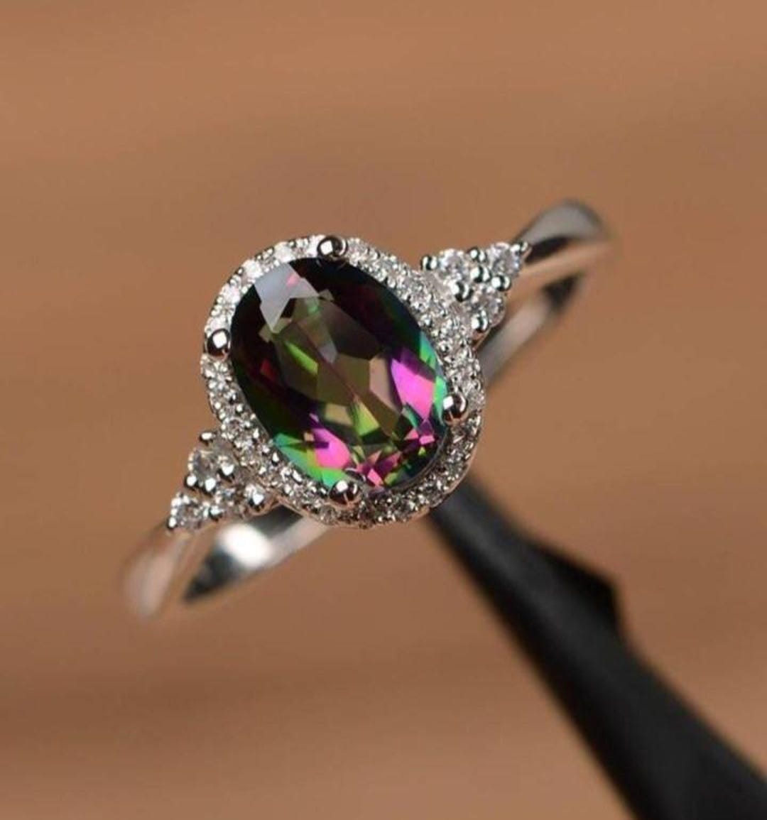 Expensive Oval Cut Mystic Topaz Ring – Sterling Silver Statement Ring ...