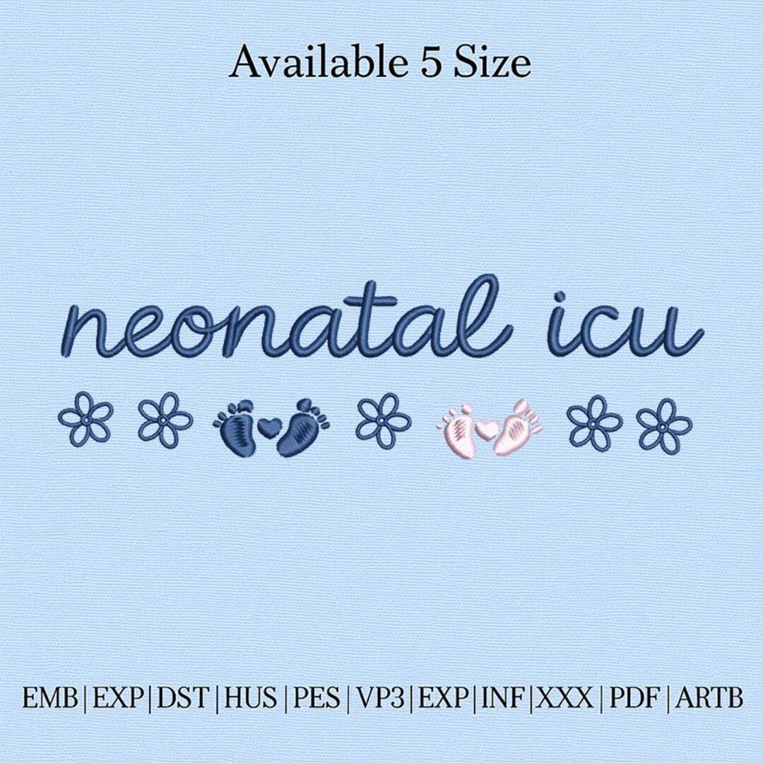 Neonatal ICU Embroidery Design, NICU Baby Feet Line Art, Nurse Neonatal ...
