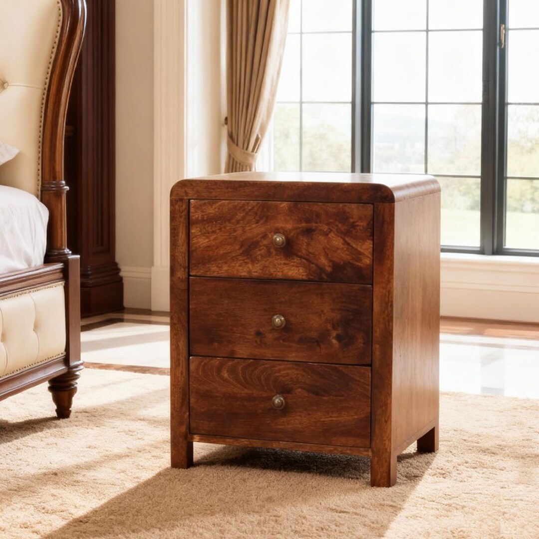 Solid Mango Wood Nightstand Dresser Cheset With 3 Drawers,18*14*24in - Etsy