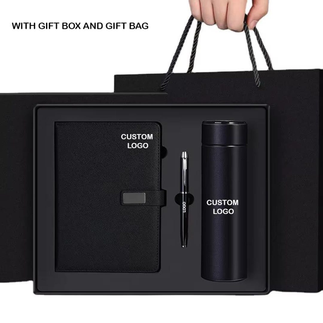 Set of 5 Personalized Custom Corporate Gift Set – Notebook, Thermos ...