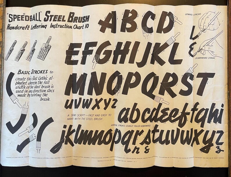 SUPER RARE! Vintage 1941 SPEEDBALL Calligraphy Alphabet Posters Set ...