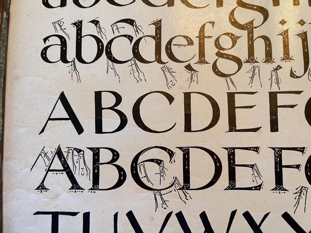 SUPER RARE! Vintage 1941 SPEEDBALL Calligraphy Alphabet Posters Set ...