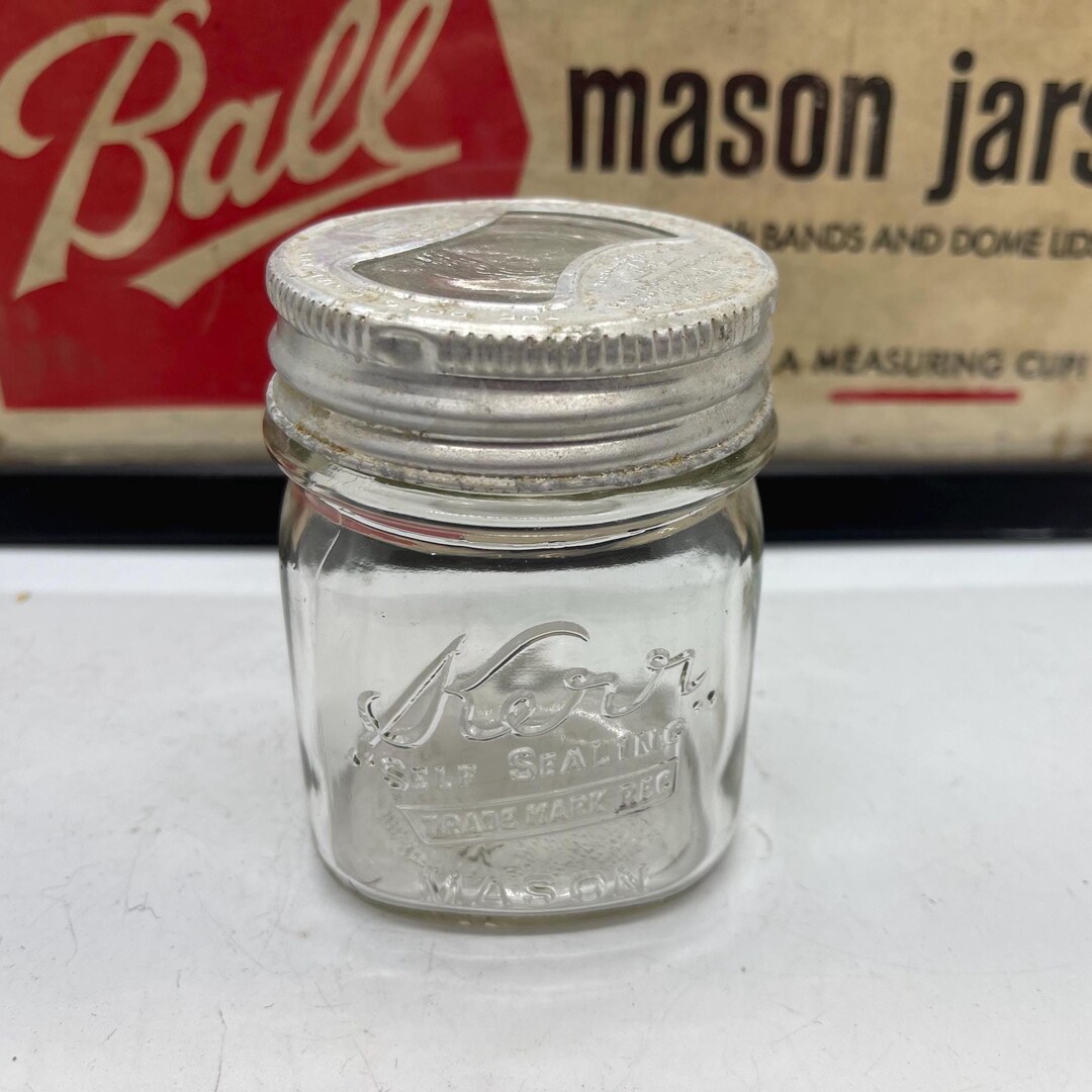 Vintage Kerr Mini Mason Jar, Dome Glass Lid, Farmhouse Decor - Etsy