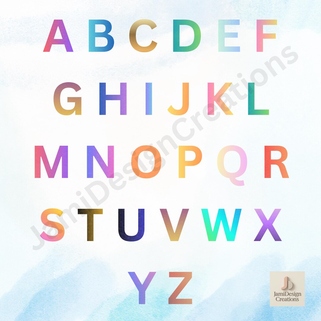 Colorful Alphabets , Gradient ABC, Canva Template, Customize, Alphabet ...