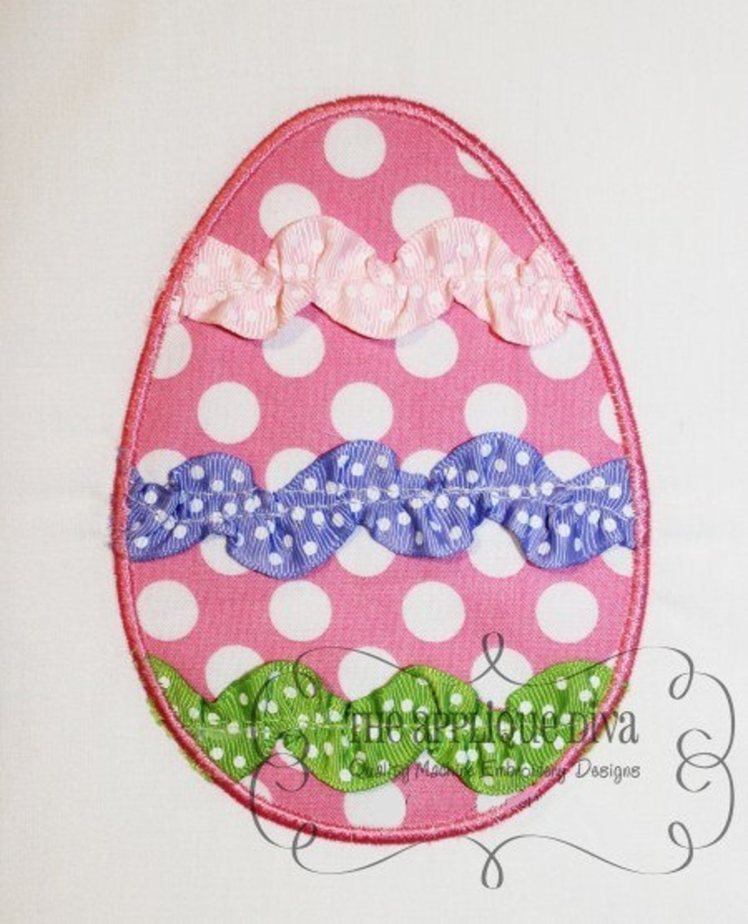 Easter Eggs With Ribbon Trim Embroidery Design Machine Applique - Etsy