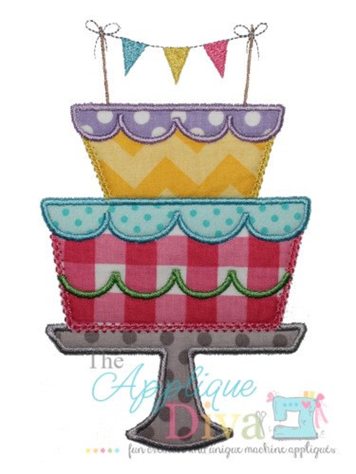 Birthday Cake Digital Embroidery Design Machine Applique - Etsy