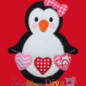 Valentine's Day Love Penguin Digital Embroidery Design Machine Applique ...