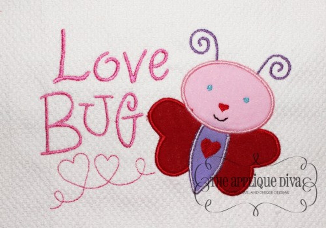 Valentine's Day Love Bug Digital Embroidery Design Machine - Etsy