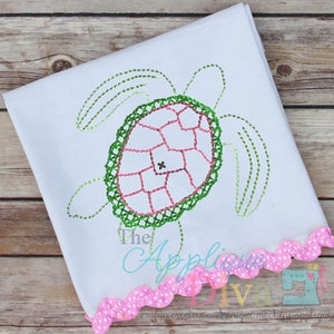 Vintage Stitch Sketch Summer Sea Turtle Digital Machine Embroidery ...