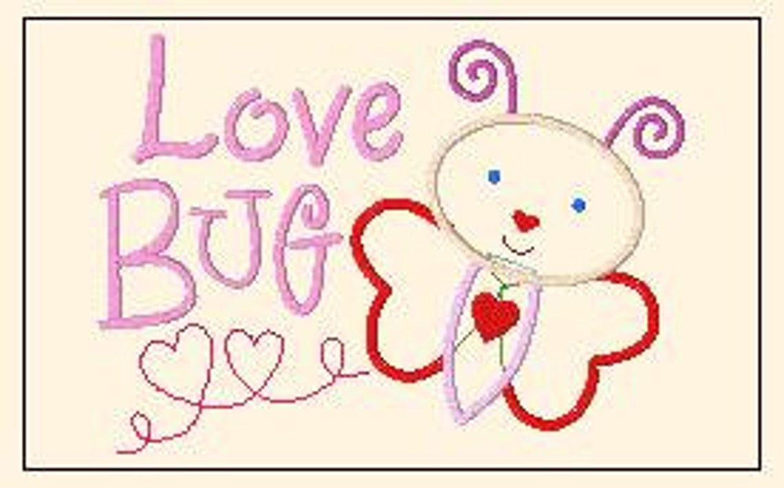 Valentine's Day Love Bug Digital Embroidery Design Machine - Etsy