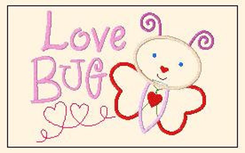 Valentine's Day Love Bug Digital Embroidery Design Machine - Etsy