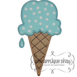 Summer Ice Cream Cone Digital Embroidery Design Machine Applique - Etsy