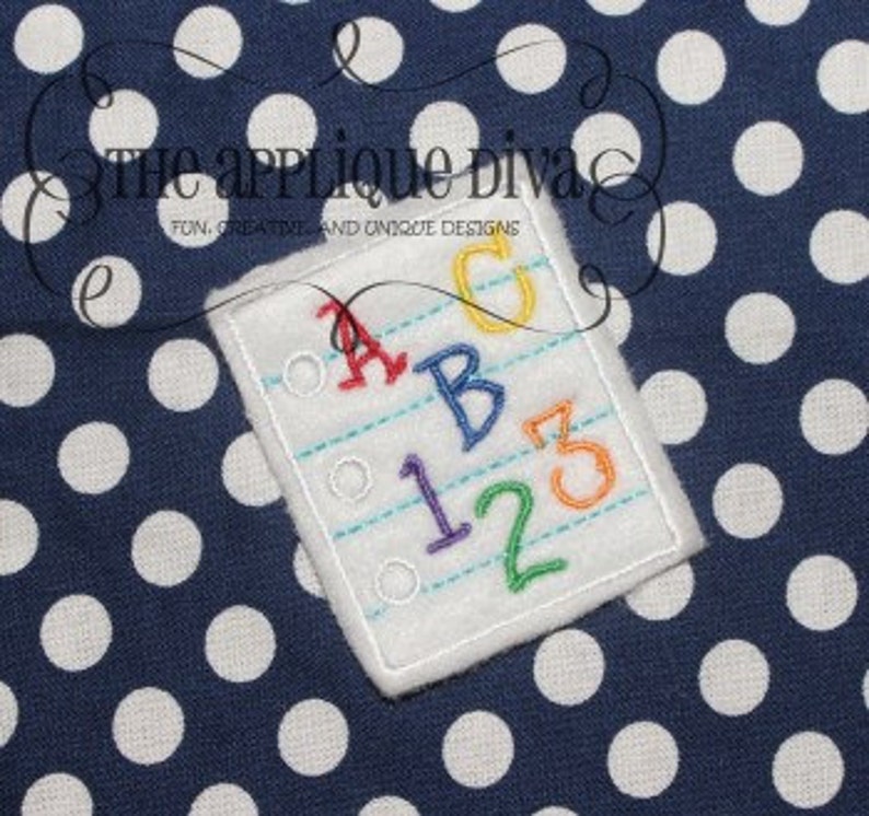 Back to School ABC 123 Frame Digital Bow Center Embroidery Design ...