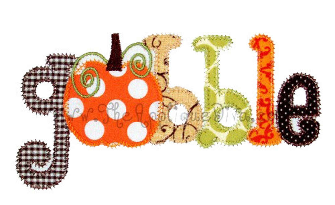 Thanksgiving Gobble Word Digital Embroidery Design Machine Applique - Etsy