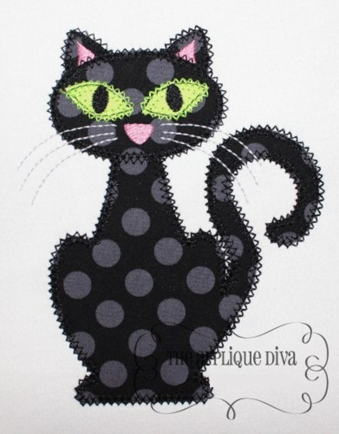Halloween Black Cat Digital Embroidery Design Machine Applique - Etsy