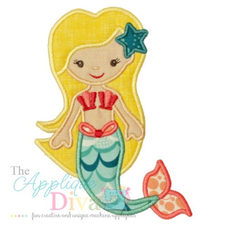 Summer Girly Mermaid Digital Embroidery Design Machine - Etsy