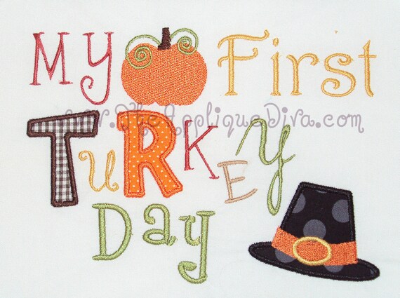 Thanksgiving My First Turkey Day Digital Embroidery Design | Etsy