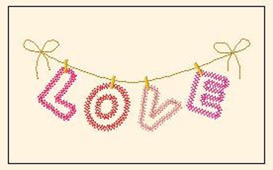 Valentine's Day Love on the Line Digital Embroidery Design Machine ...