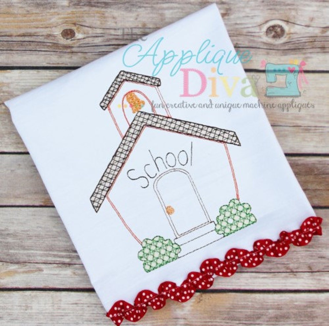 Back to School Vintage Stitch School House Digital Embroidery - Etsy