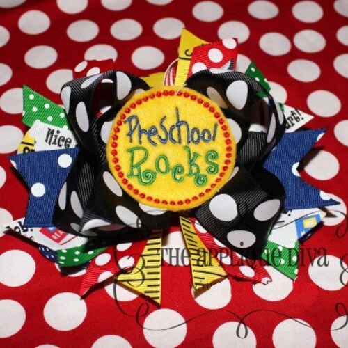 School Bus Hair Bow Center Embroidery Design Machine Applique - Etsy