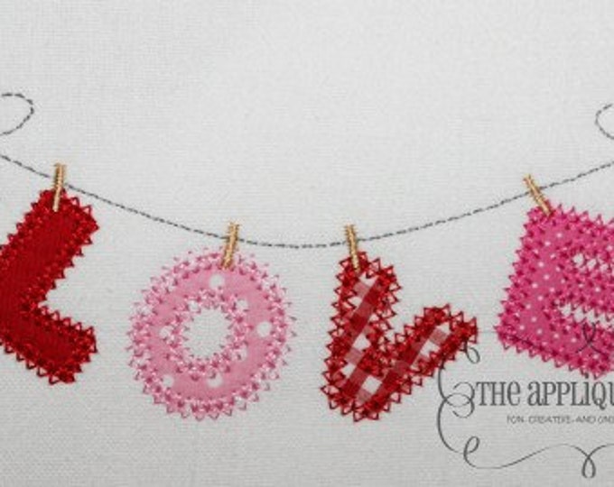 Valentine's Day Love on the Line Digital Embroidery Design Machine ...