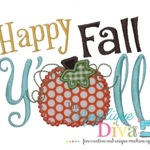 Happy Fall Y'all Digital Embroidery Design Machine Applique - Etsy