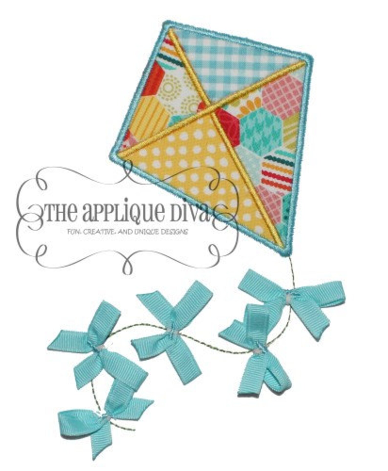 Summer Ribbon Kite 3D Digital Embroidery Design Machine - Etsy