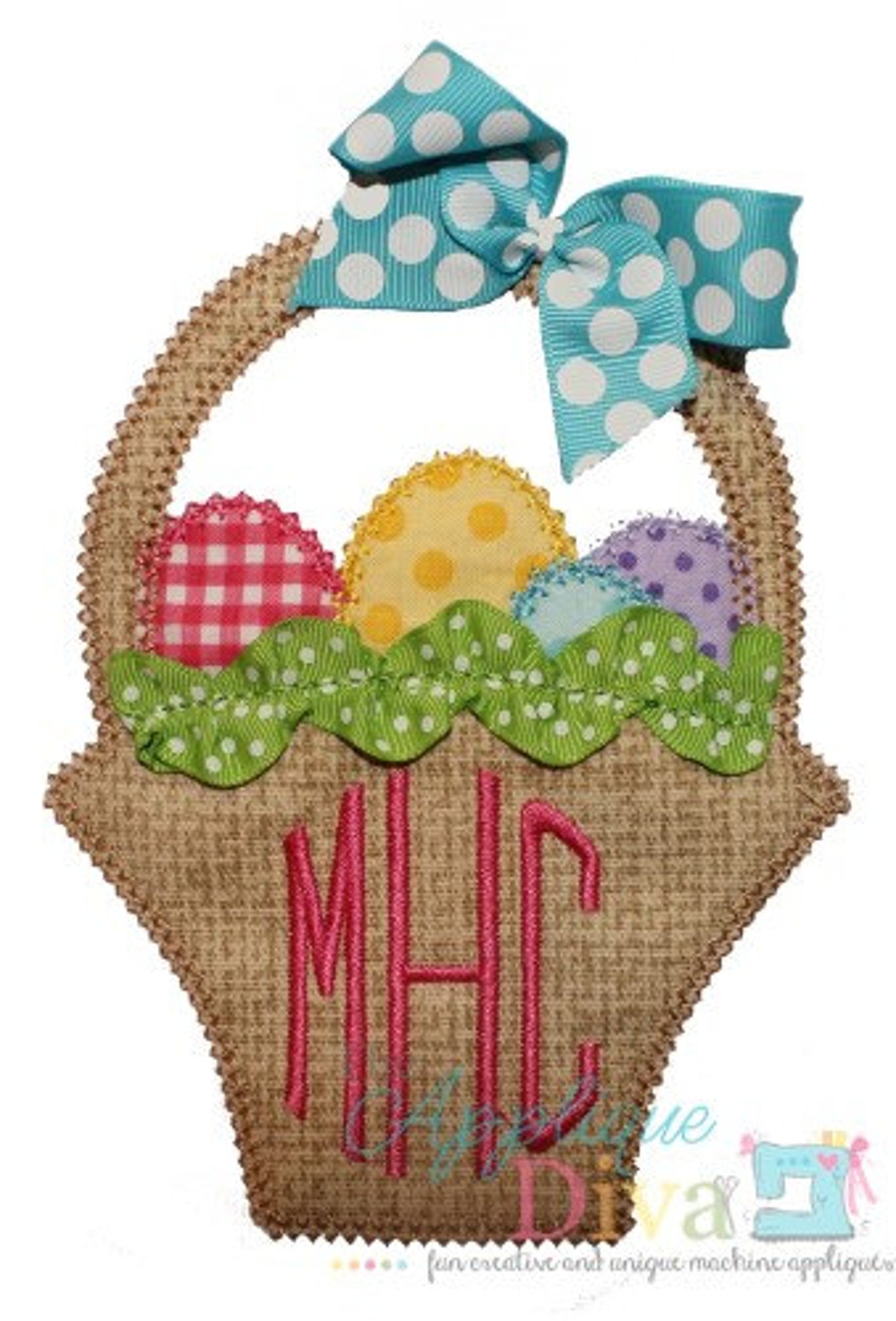 Easter Basket With Ribbon Trim in the Hoop Digital Embroidery | Etsy