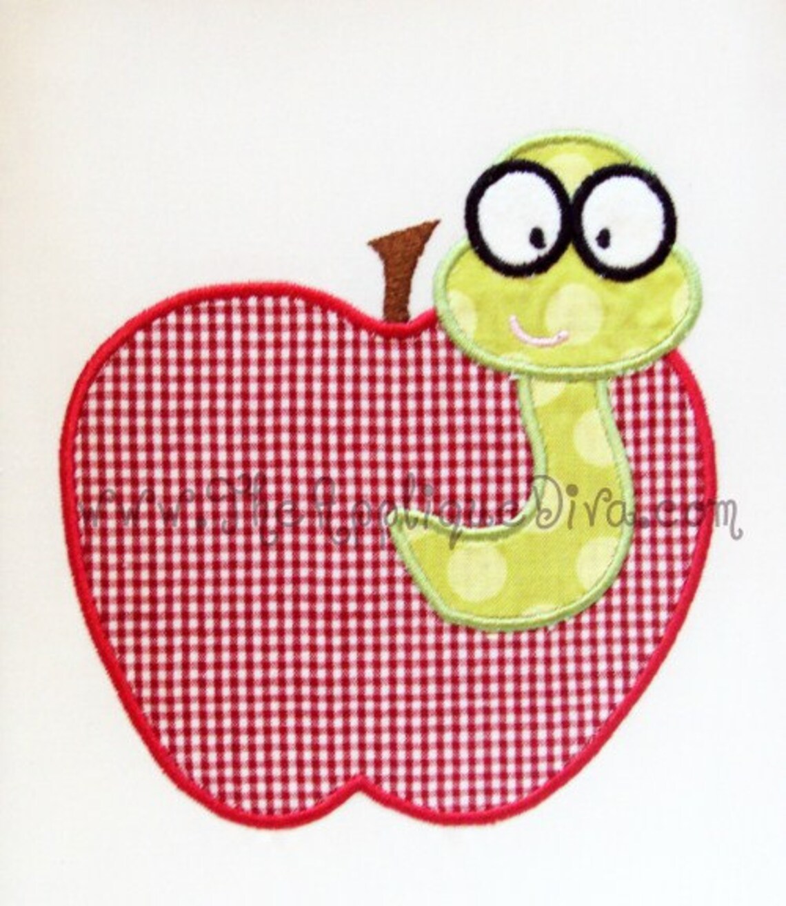 Back to School Apple With Worm Embroidery Design Machine | Etsy