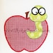 Back to School Apple With Worm Embroidery Design Machine Applique - Etsy