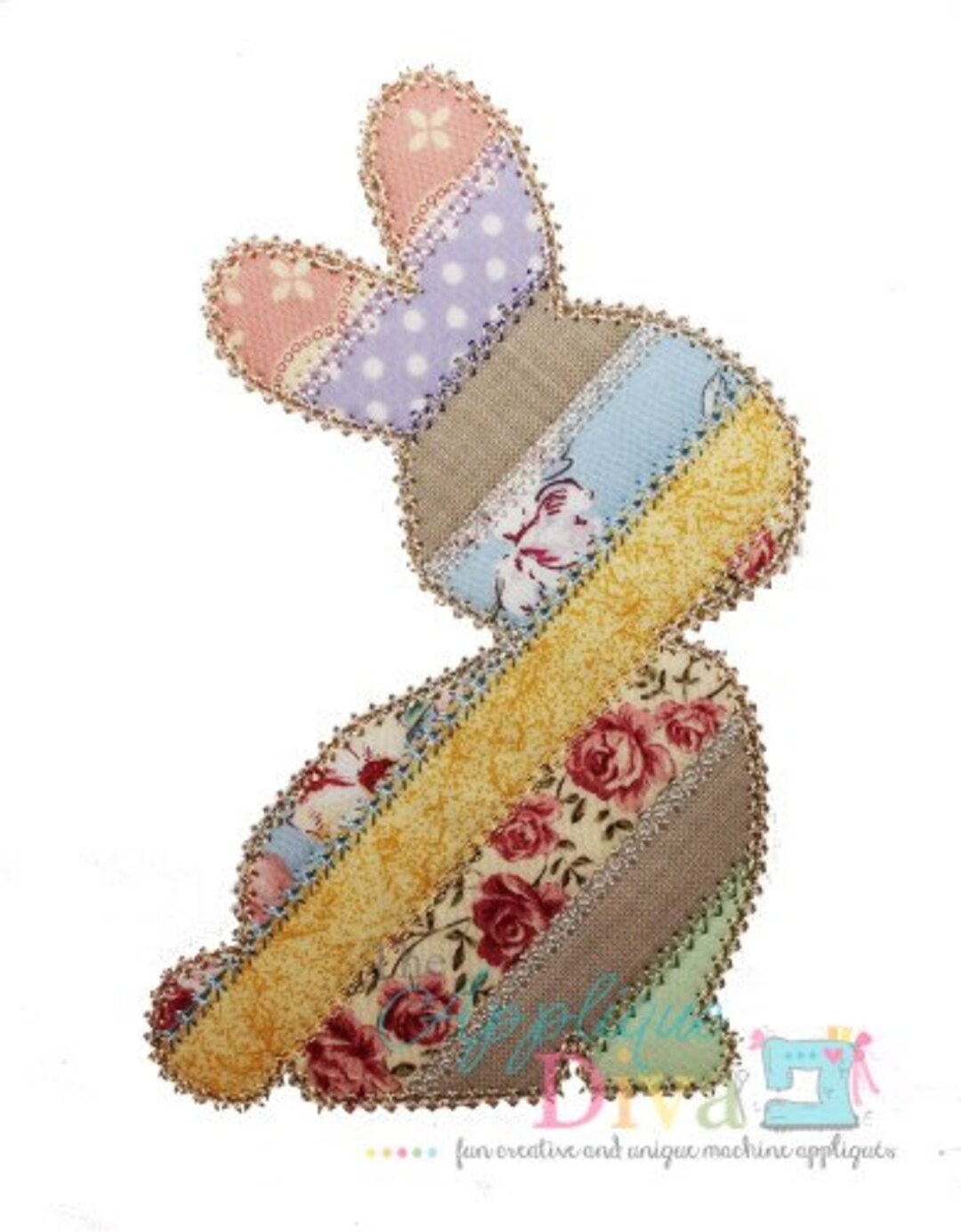 Spring Easter Shabby Patchwork Rabbit Digital Embroidery Design Machine ...