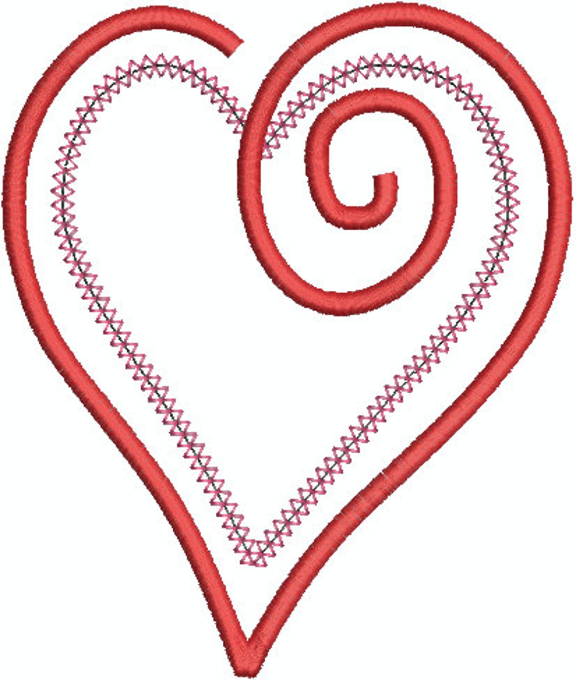 Valentine's Day Double Heart Digital Embroidery Design Machine Applique ...