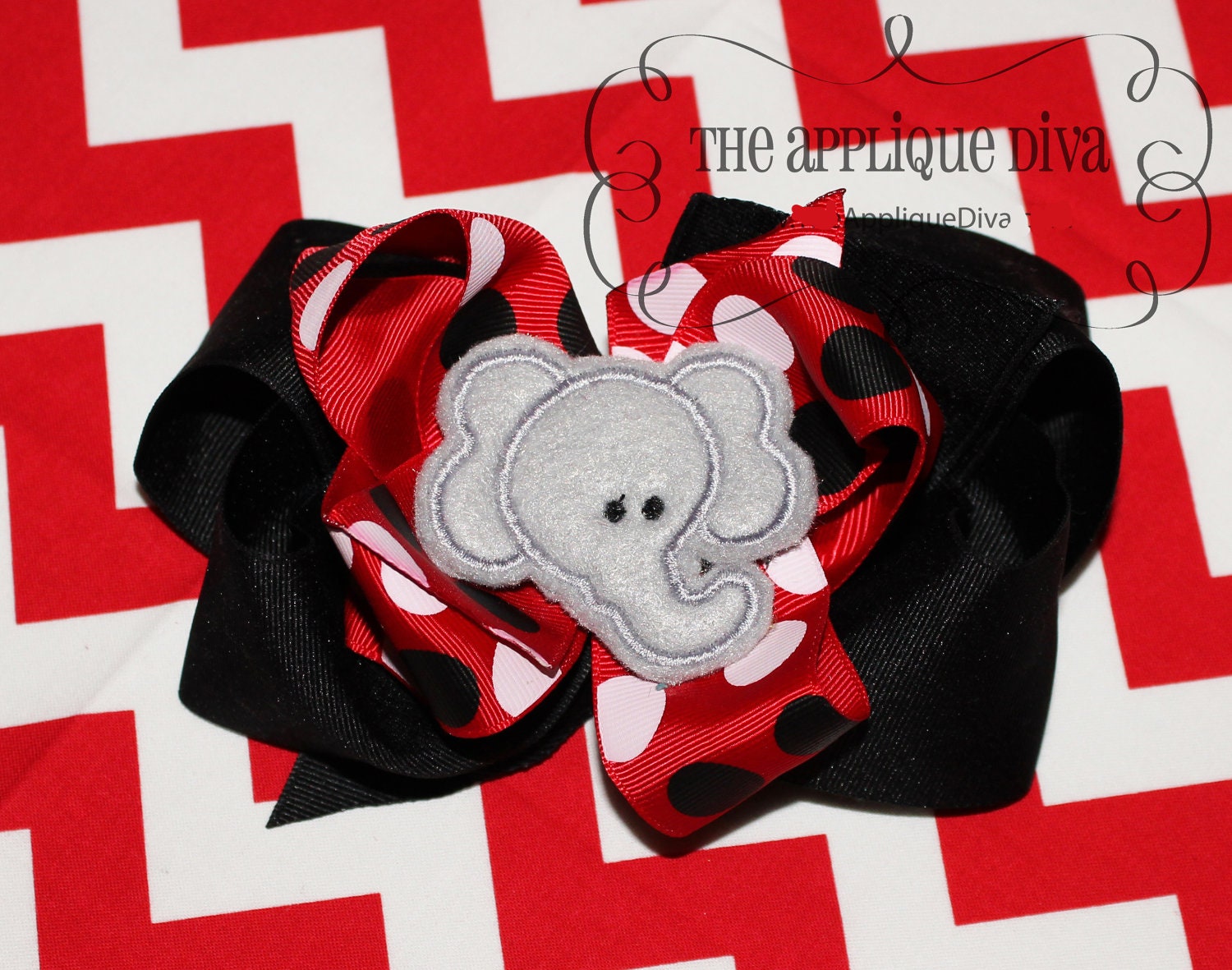 Elephant Hair Bow Center Embroidery Design Machine Applique | Etsy