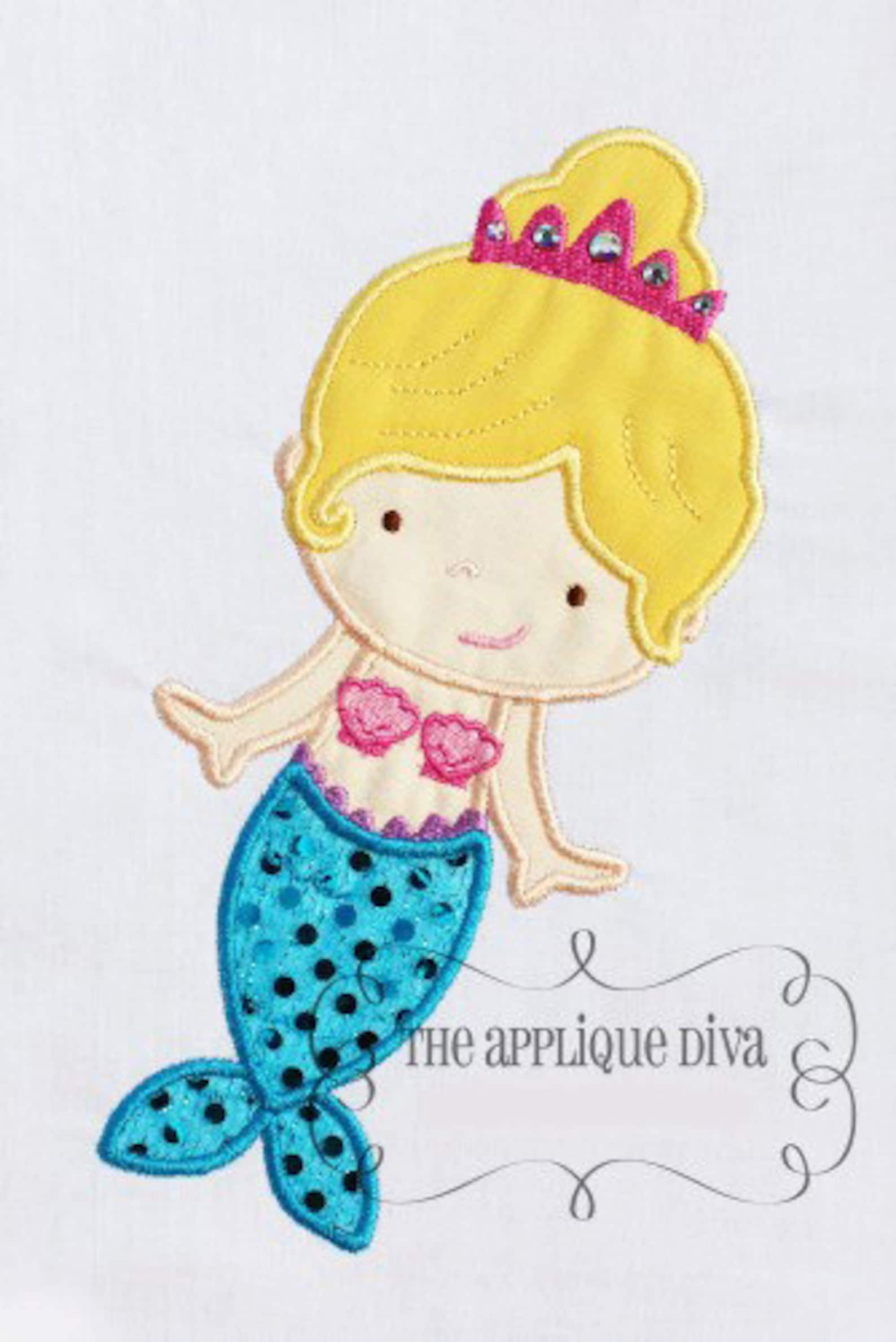 Mermaid Embroidery Design Machine Applique - Etsy