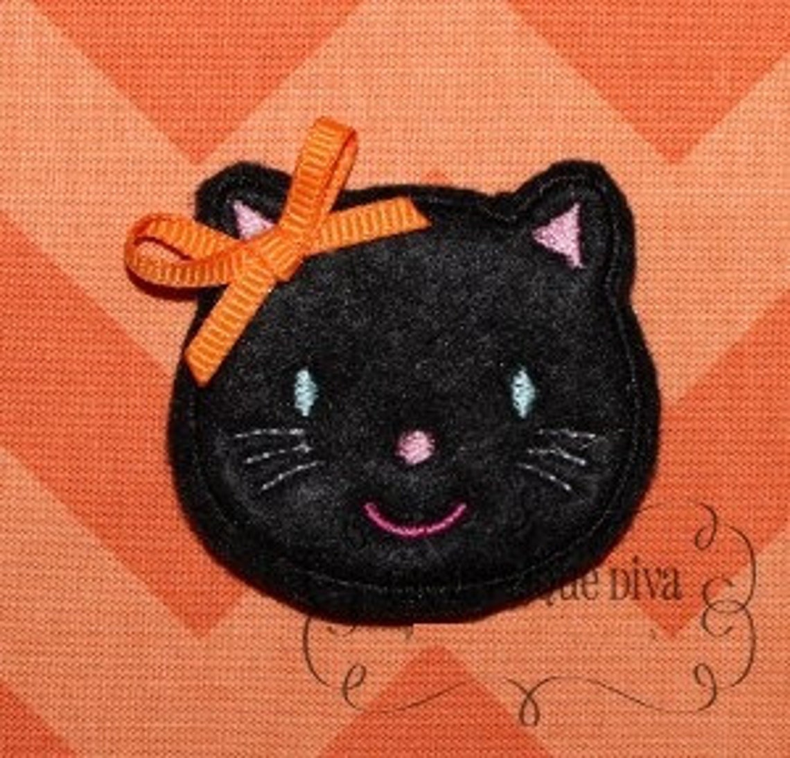 Halloween Cat Hair Bow Center Digital Embroidery Machine | Etsy