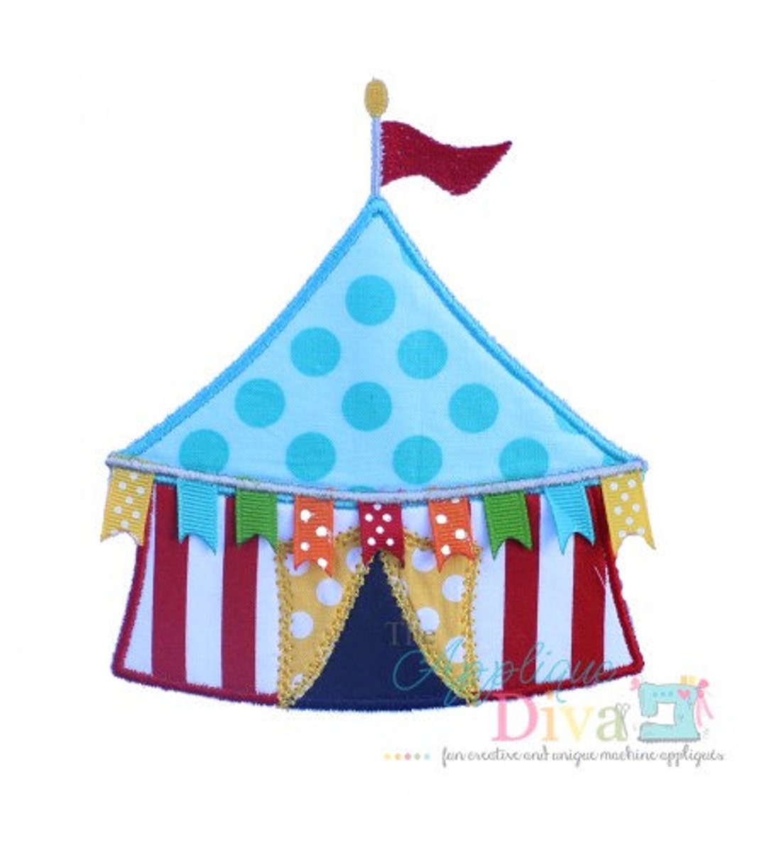 Circus Tent With Ribbon Flags Digital Embroidery Design Machine ...