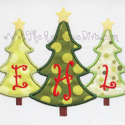 Raggedy Christmas Tree Applique Design 5 Trees in a Row - Etsy