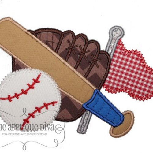 Machine Embroidery Design Applique Baseball Trio INSTANT - Etsy