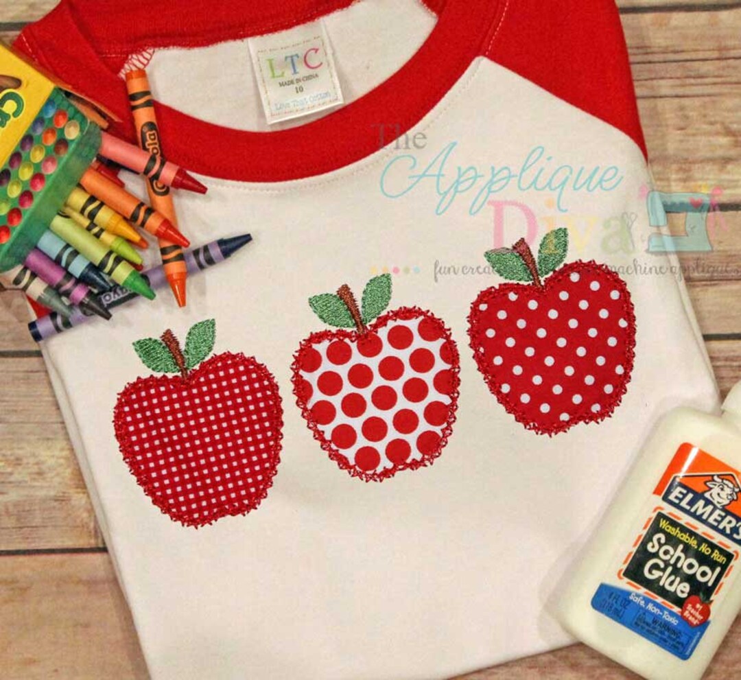 3 Apples Mix Stitches Digital Machine Embroidery Applique Design - Etsy
