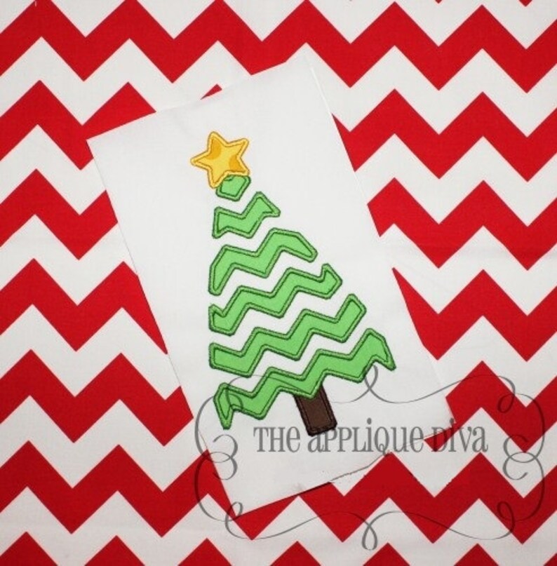 Christmas Chevron Tree Digital Embroidery Design Machine Applique - Etsy